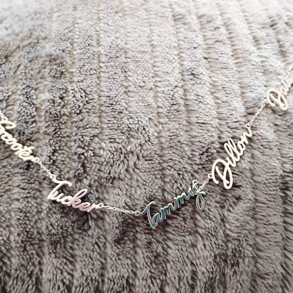 Multi-name Family Necklace, Multiple Nameplated Necklace, Personalized ...