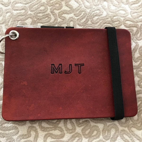 Monogrammed Leather Index Card Holder, 4"x6" Index Card Case ...