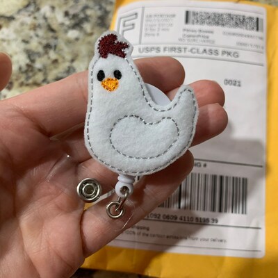 Chicken Name Badge Holder With Retractable Reel, Hen Badge Holder, Bird ...