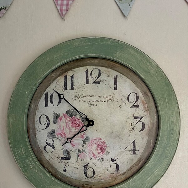 Vintage Roger Lascelles Floral Clock in Pastel Blue Decorative Clocks ...