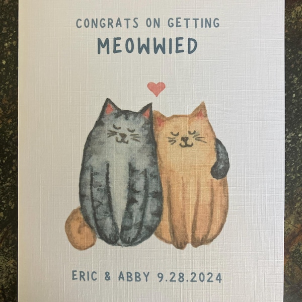 Cute Cats Wedding Card, Congratulations Engagement / Marriage Card for ...