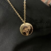Rose Flower Floral Hand Gesture Sign Disk Pendant Necklace - Etsy