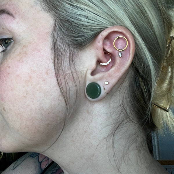 16G Solid Gold Daith Ring CZ 8mm/10mm | Dainty 14k Gold Daith Jewelry ...