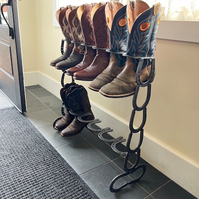 Boot Rack, Horseshoe Decor, Horseshoe Art, Western Decor, Horseshoe ...
