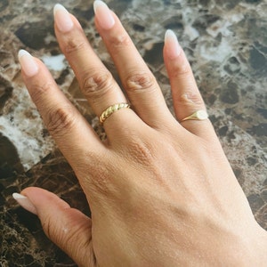 14K Solid Gold Dorica Balls Beaded Ring Dual Line Mini Balls - Etsy