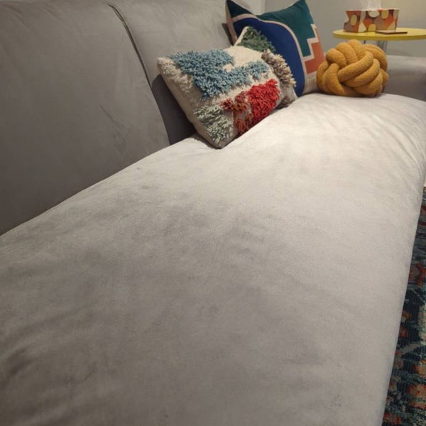 VELVET SOFA TOPPER, Dusty Pink Zippered Couch Pad Cover & Insert in 18 ...