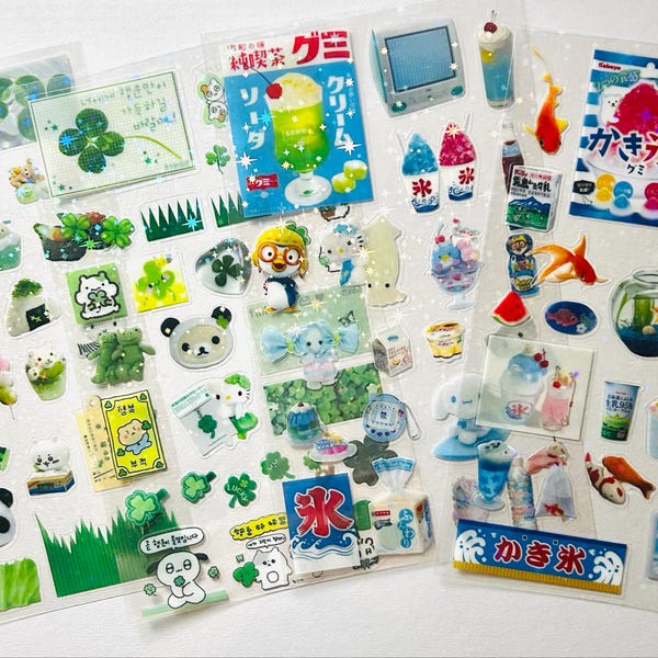 Vintage Japanese Snacks & Ramune Soda Stickers Sparkling Holographic ...