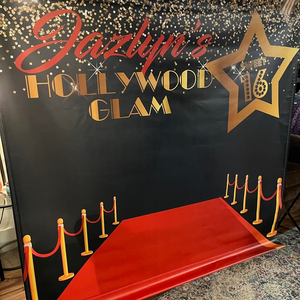 Sweet 16 Backdrop, Hollywood Backdrop, 21st Birthday Backdrop, Red ...