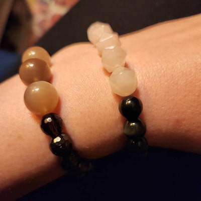 Green Moonstone Clear Quartz Gemstone Bracelet Mother Earth - Etsy