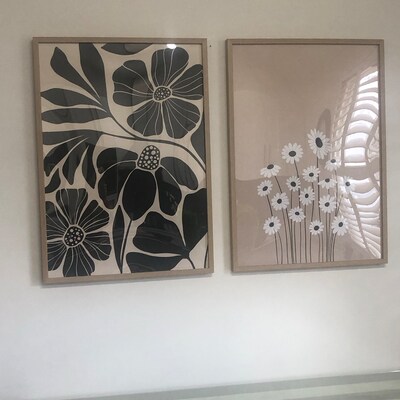 Abstract Plant Art, Beige Black Wall Art, Printable Wall Art, Mid ...