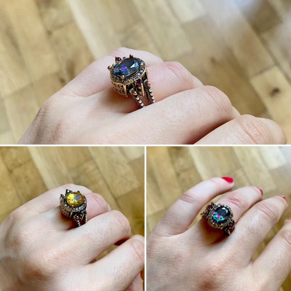Extraordinary Ring, Reversible Ring, Two in a One Ring, Round Cut ...