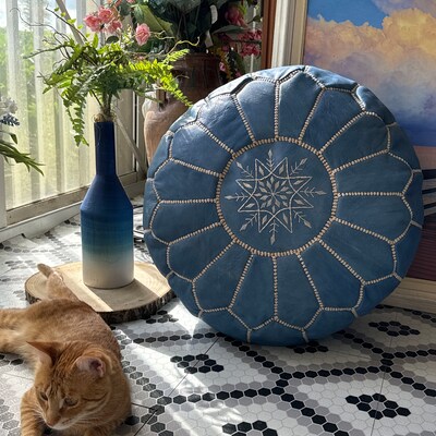 Round Pouf Stool, Bedroom Pouf, Footstool Ottoman, Tufted Stool, Piano ...