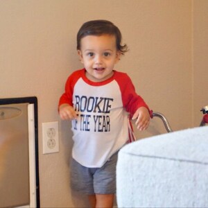 Rookie of the Year Baseball Baby Shirt, 1st Birthday Boy Outfit Custom ...
