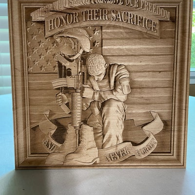 Digital Engraving File Fallen Soldier Honor 3D Illusion File for Wood ...