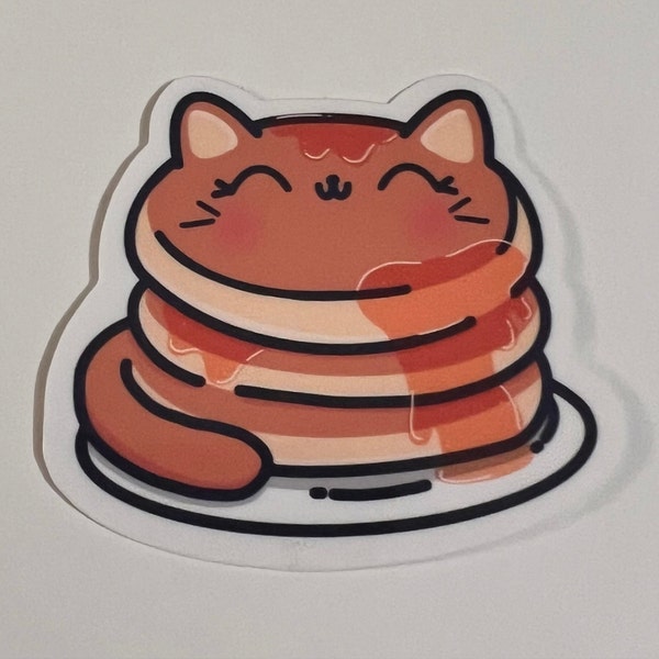 Pancake Cat Sticker - Vinyl Sticker Decal for Laptops, Water Bottles ...