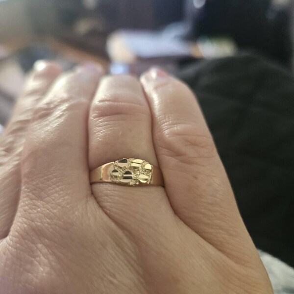 10k Solid Gold Custom Name Double Finger Ring Personalized Two Finger ...