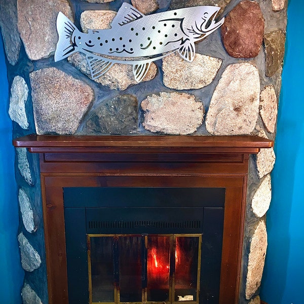 Rainbow Trout Fish Metal Sign 36 Inches HUGE Wall Art Fishing Parents ...