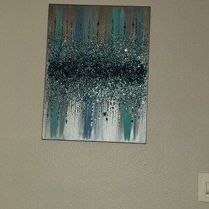 Glitter Glass Painting, Glitter Painting, Silver Glitter Art, Turquoise ...