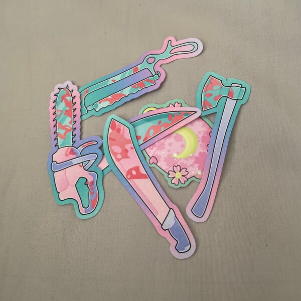 Mini Pastel Horror Weapons Holographic Sticker Pack - Etsy