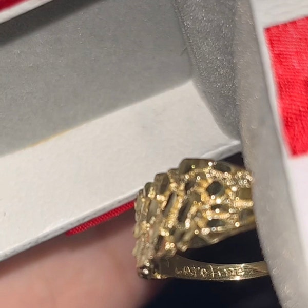 10k & 14k Solid Gold Nugget Smashed Vintage Diamond Cut Square Vintage ...