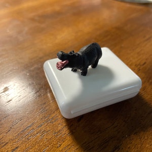 Tiny Hippo Figurine Soft Plastic Hippopotamus for Fairy Garden, Diorama ...