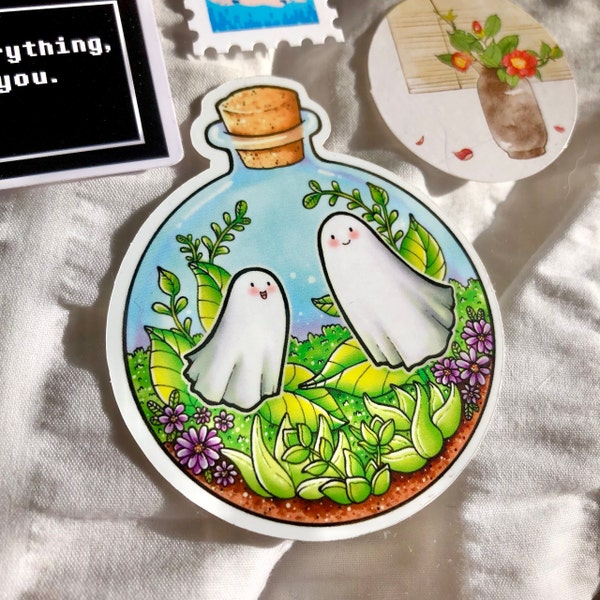 Cute Ghost Terrarium Vinyl Sticker - Etsy
