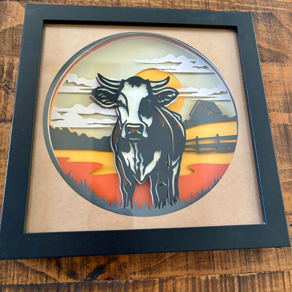 Cow Scene 3D Mountains Layered SVG for Cardstock, Multilayer Papercut ...