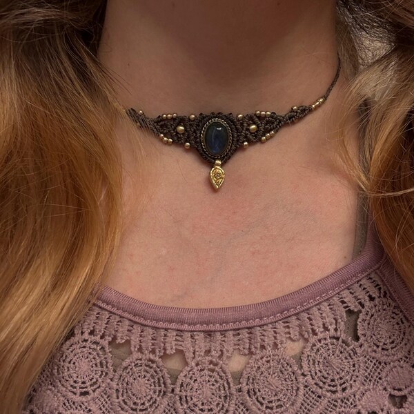 Goddess Macrame Tiara, Stone Tiara Crown, Tiger's Eye Macrame Tiara ...