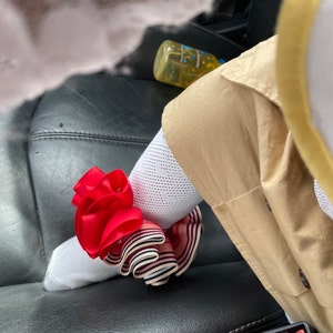 Tan Striped Ruffled Socks Ribbon Trimmed Socks Tan Striped Anklets ...