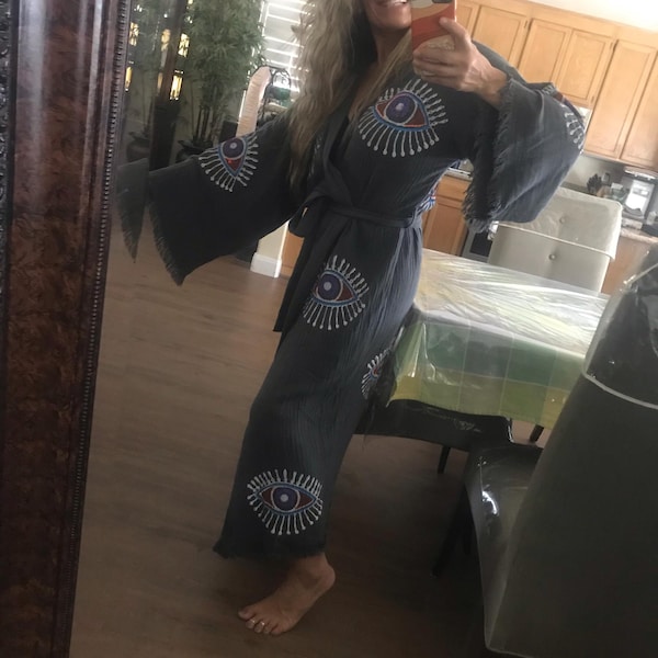 Summer Breeze Turkish Cotton Gauze Robe, Double Layered Muslin Bathrobe ...