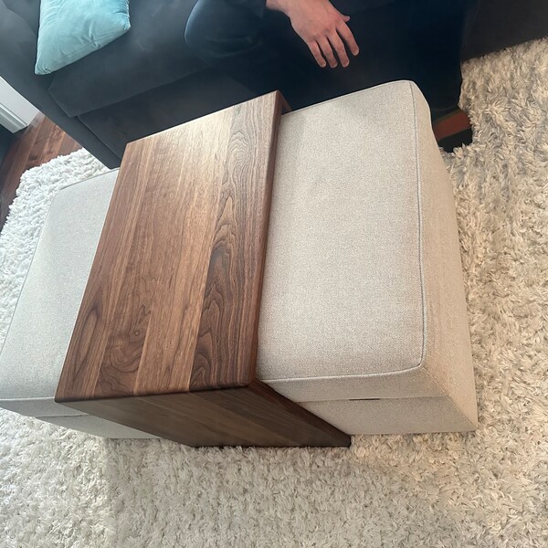 Ottoman Table Top Tray in Oak, Custom Ottoman Tray, Ottoman Cocktail ...