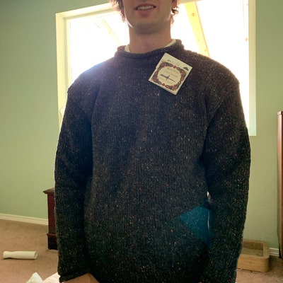 Irish Donegal Fisherman Sweater in 100% Donegal Tweed Wool - Etsy