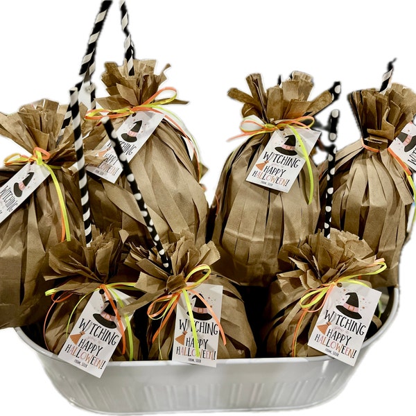Halloween Gift Tag Printable, Happy Halloween Treat Bag Tag, Witch ...