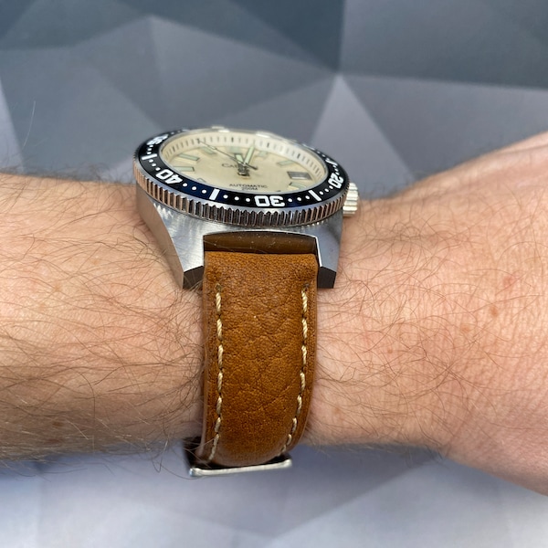 Handmade Copper Brown Italian Leather Watch Strap, Full Grain Leather ...
