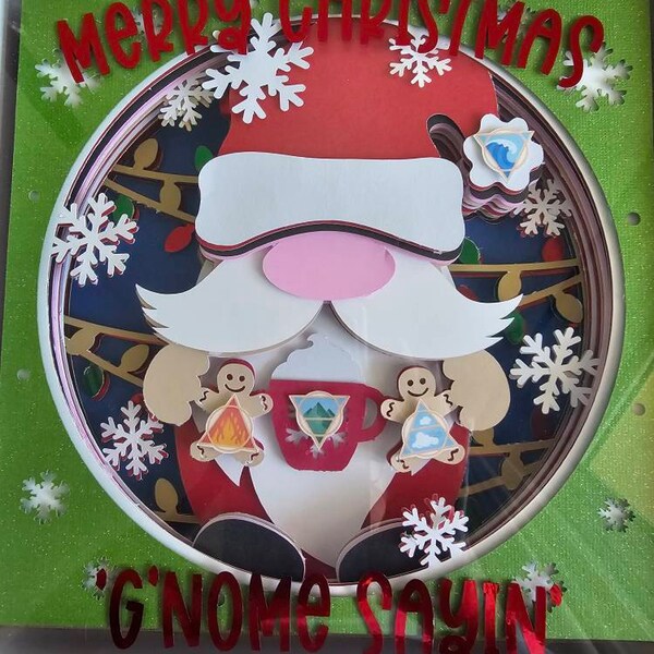 Christmas Gnome 3D Shadow Box SVG/ Cute Gnome Shadow Box/ Christmas ...