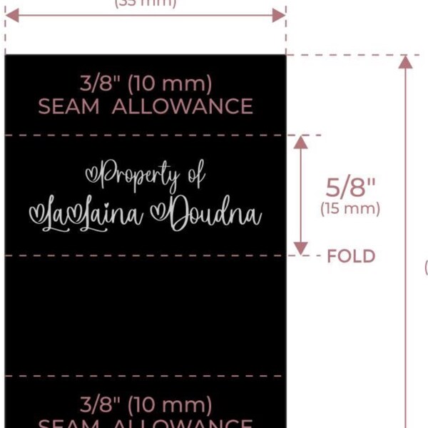 Pink Clothing Labels, Personalized Fold Over Tags, Custom Sewing Pink ...