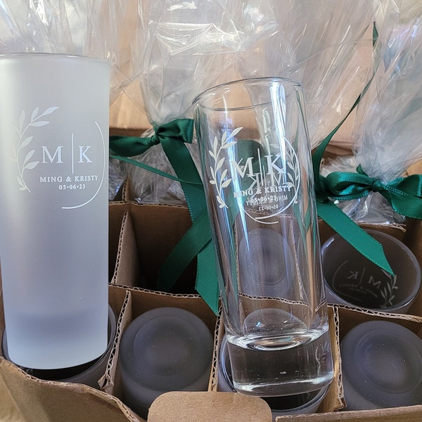 Custom Wedding Shot Glass W/ Your Initials- 2oz Shooters | Clear ...