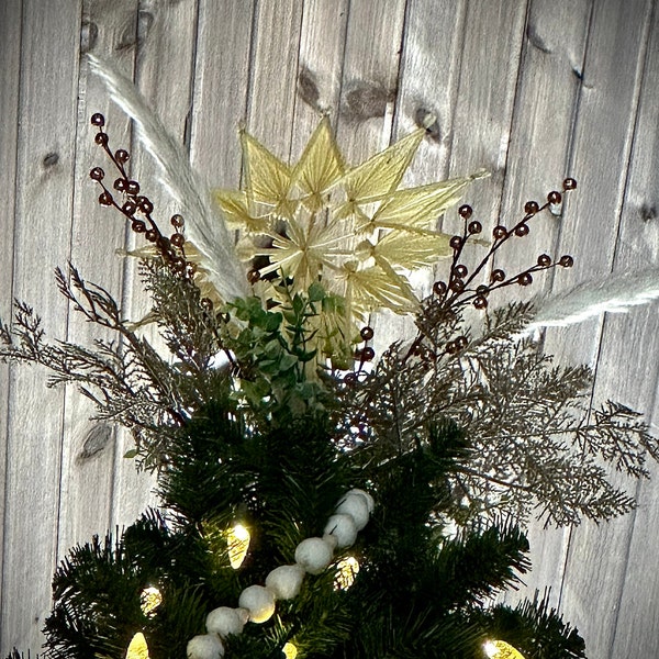 Straw Star Christmas Tree Topper – Handmade Ukrainian Ornament, Rustic ...