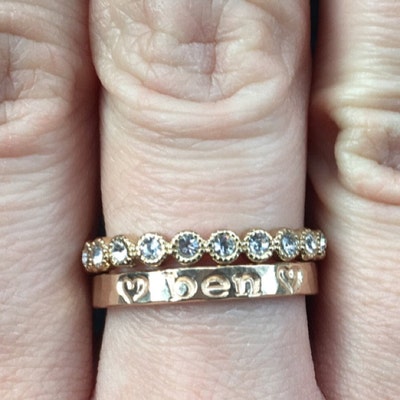 PERSONALIZED RING Stamped Name Ring Hand Stamped Gold, Fine Silver ...