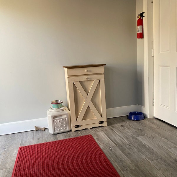 Amish Handmade Tilt-out Trash Can | Rustic Barn Door Cabinet, 50 Qt - Etsy