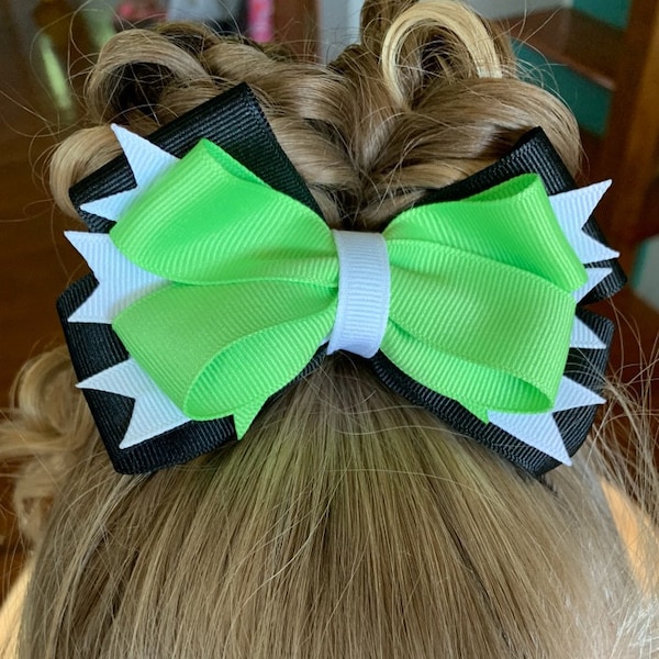 Yellow Gold, Purple and White Stacked Hair Bow, Team Spirit Bows for ...