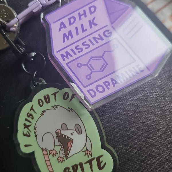 ADHD Milk Acrylic Keychain || Milk Carton Keychain, ADHD Acrylic Charm ...