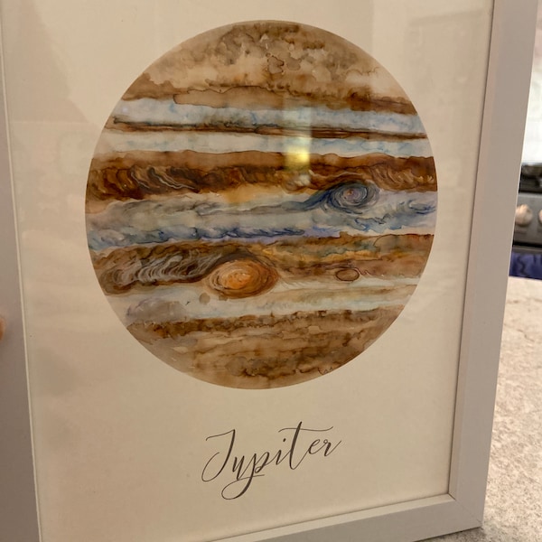 Jupiter Watercolor, Planet Jupiter Art, Jupiter Print, Astronomy Poster ...
