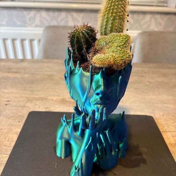Head Planter, Melted Head Plant Pot, Artistic Planter for Indoor Plants ...