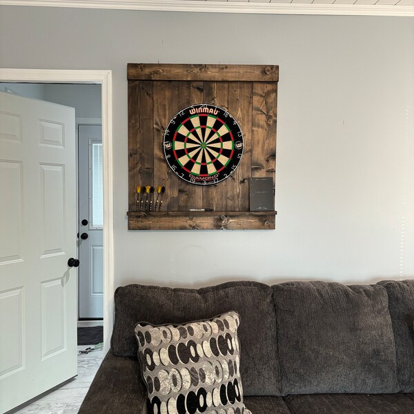 Handcrafted Dart Board Backboard Rustic Wood Game Room Decor Standard ...