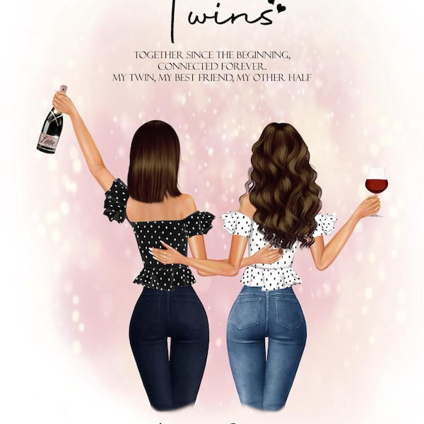 3 Best Friends Drawing Three Besties Print Friendship Poster 3 Best ...