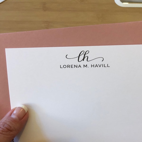 Personalized Note Cards Set, Monogram Stationery Monogrammed Note Card ...