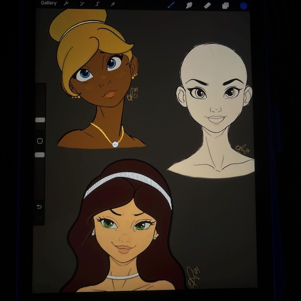 130 Procreate Cartoon Princesses Stamps | Procreate Cartoon Princess ...