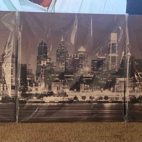 Philadelphia Skyline on Canvas, B&W Large Wall Art, Philadelphia Print ...