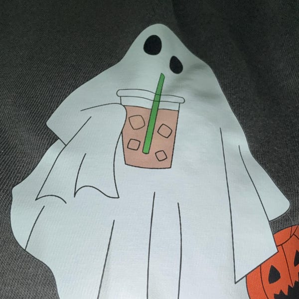 Comfort Colors® Сute Ghost Coffee Shirt, Сute Little Ghost Iced Coffee ...